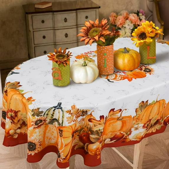 Chenran-Fall Tablecloth Orange Pumpkin Table Cloth 60"x84", Waterproof Fall Table Cover for Fall ...