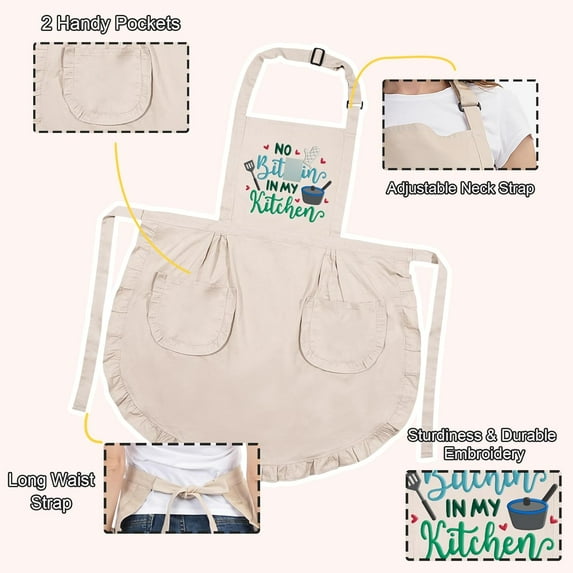 Chenran-Funny Cooking Aprons for Women, Cute Embroidered Womens Kitchen Apron w/Pockets for ...