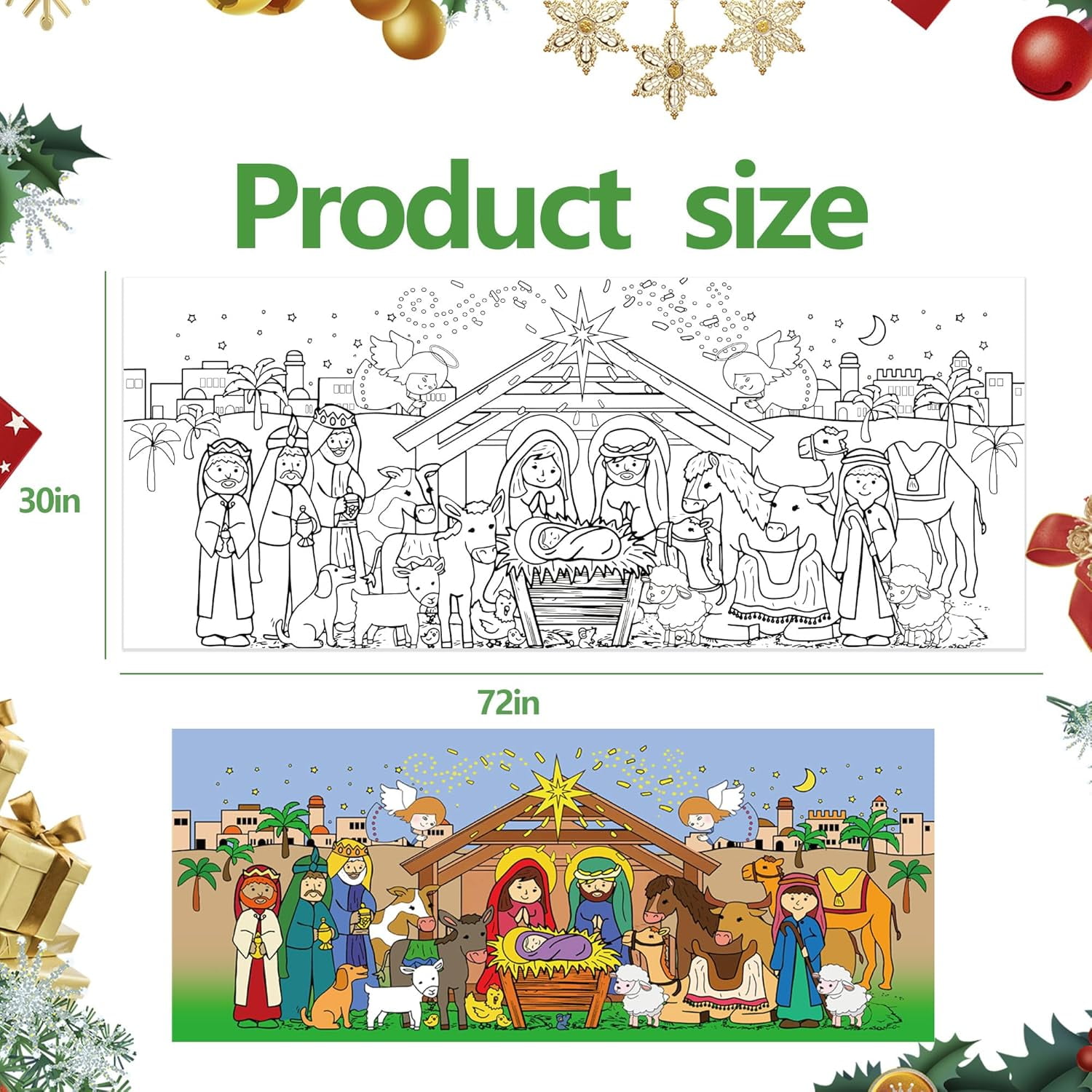 Chenran-Giant Nativity Scene Coloring Poster Christmas Religious Paper ...