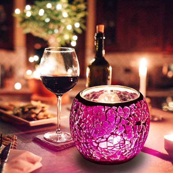 Chenran-Glass Votive Candle Holder for Tealight, Romantic Mosaic ...
