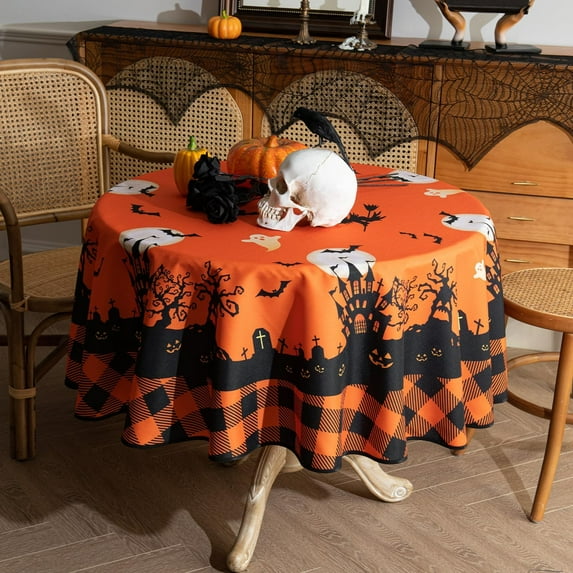 Chenran-Halloween Tablecloth, Castle Ghost Decorative Round Table Cloth ...