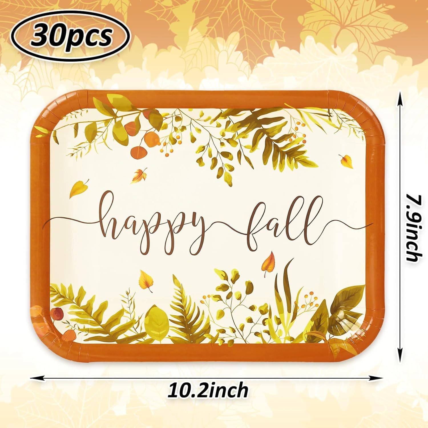 Chenran-Happy Fall Square Paper Plate Plant Leaves Disposable Plate ...