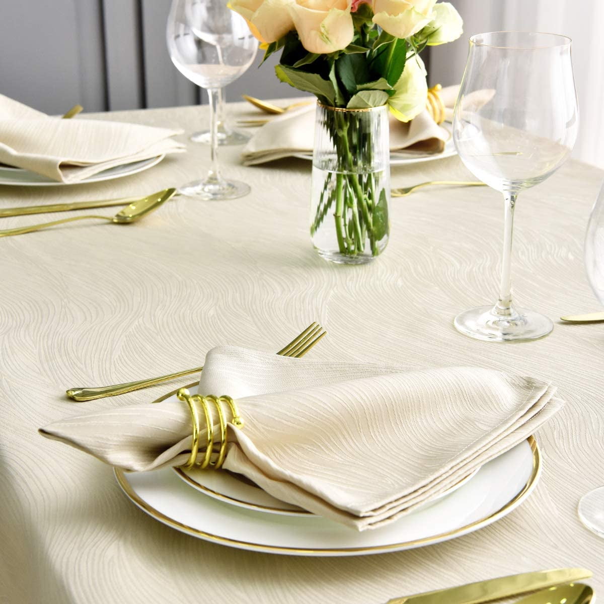 Chenran-Jacquard Cloth Napkin 20 x 20 Inch Swirl Pattern Solid Washable ...