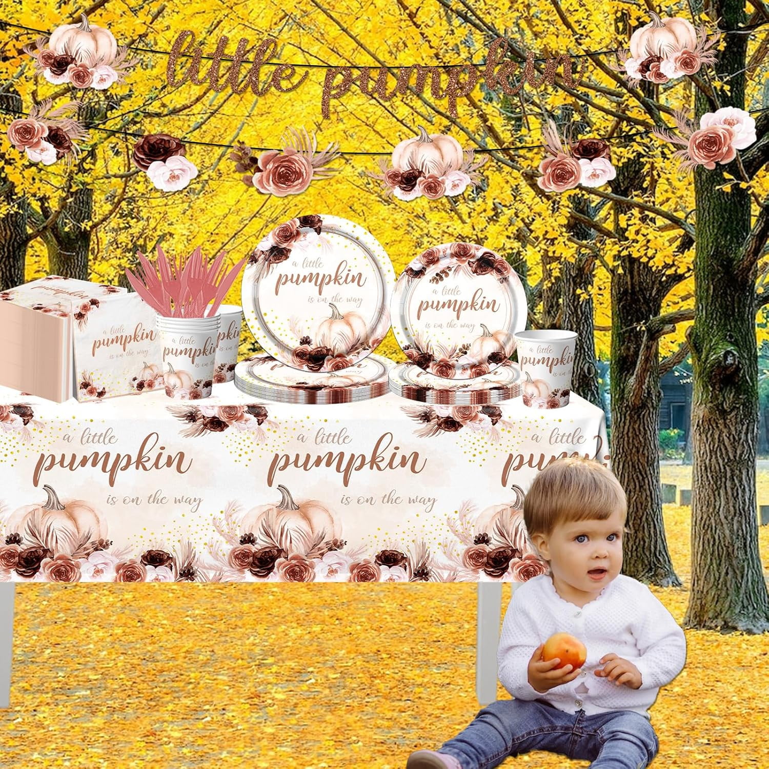 Chenran-Little Pumpkin Baby Shower Decorations,142PCS Fall Baby Shower ...