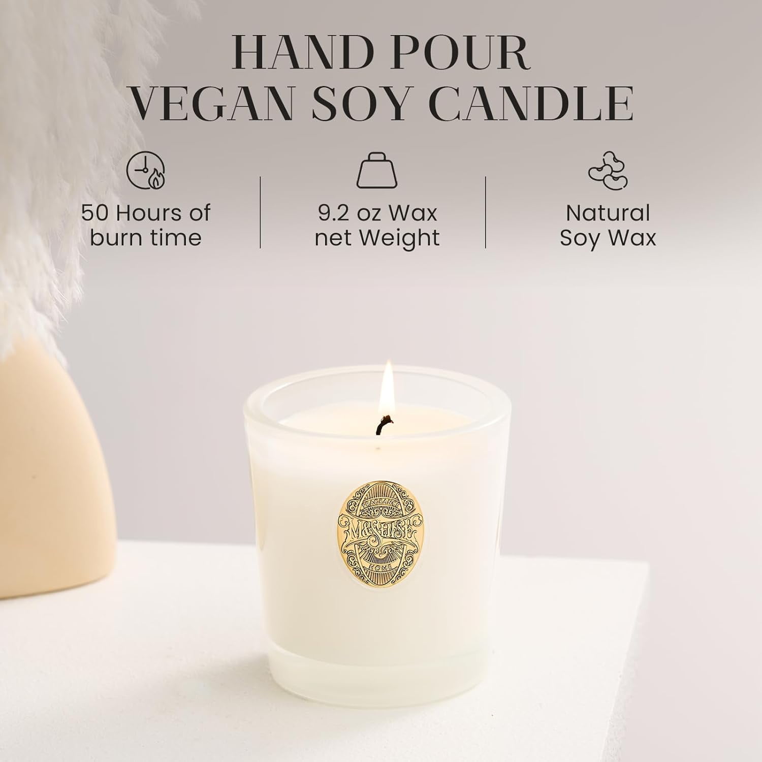 Chenran-Natural Soy Candle | Creamy Vanilla Pie & White | 9.2 oz, 50H ...