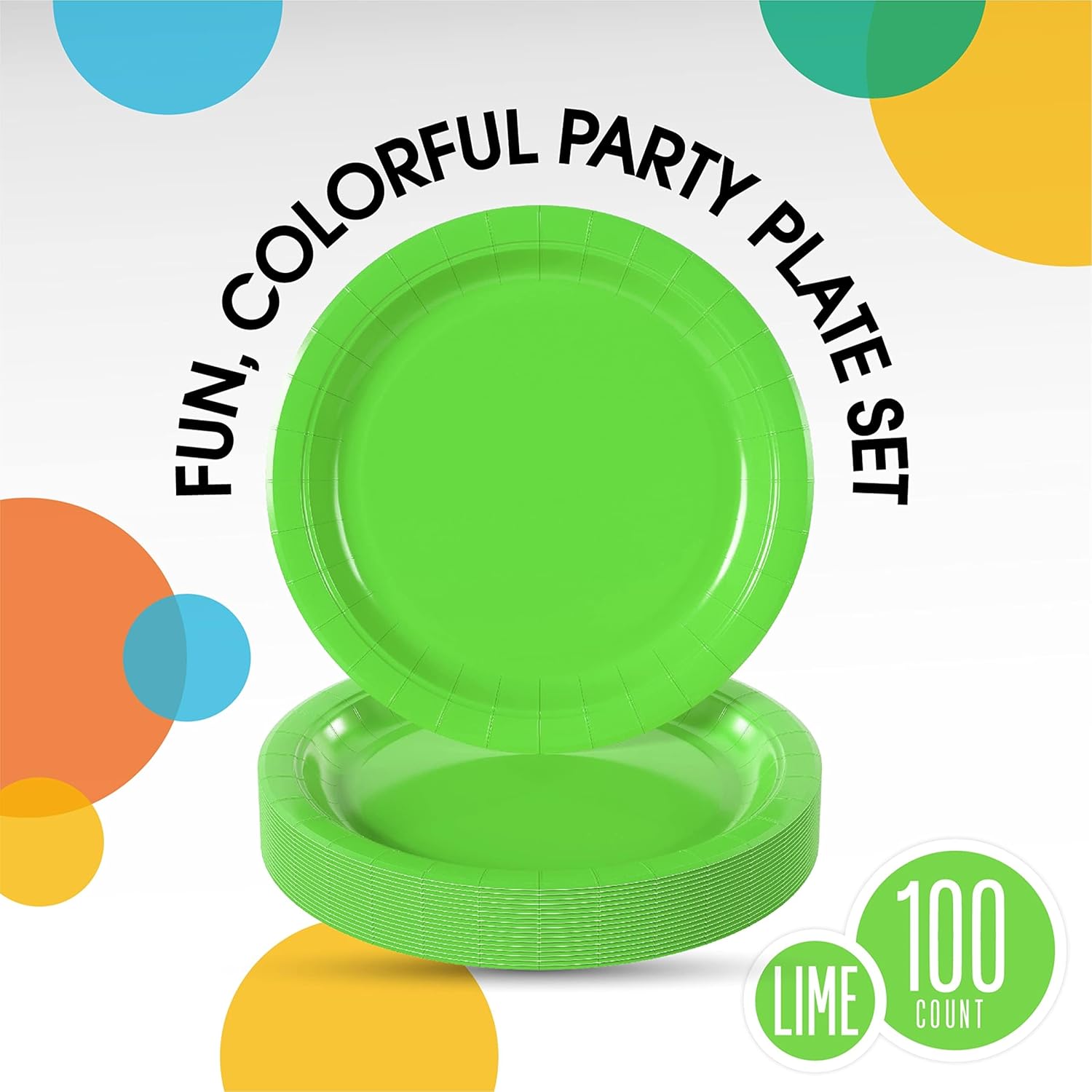 Chenran-Party Solids Lime Green Paper Plates Disposable Heavy Duty 7 ...