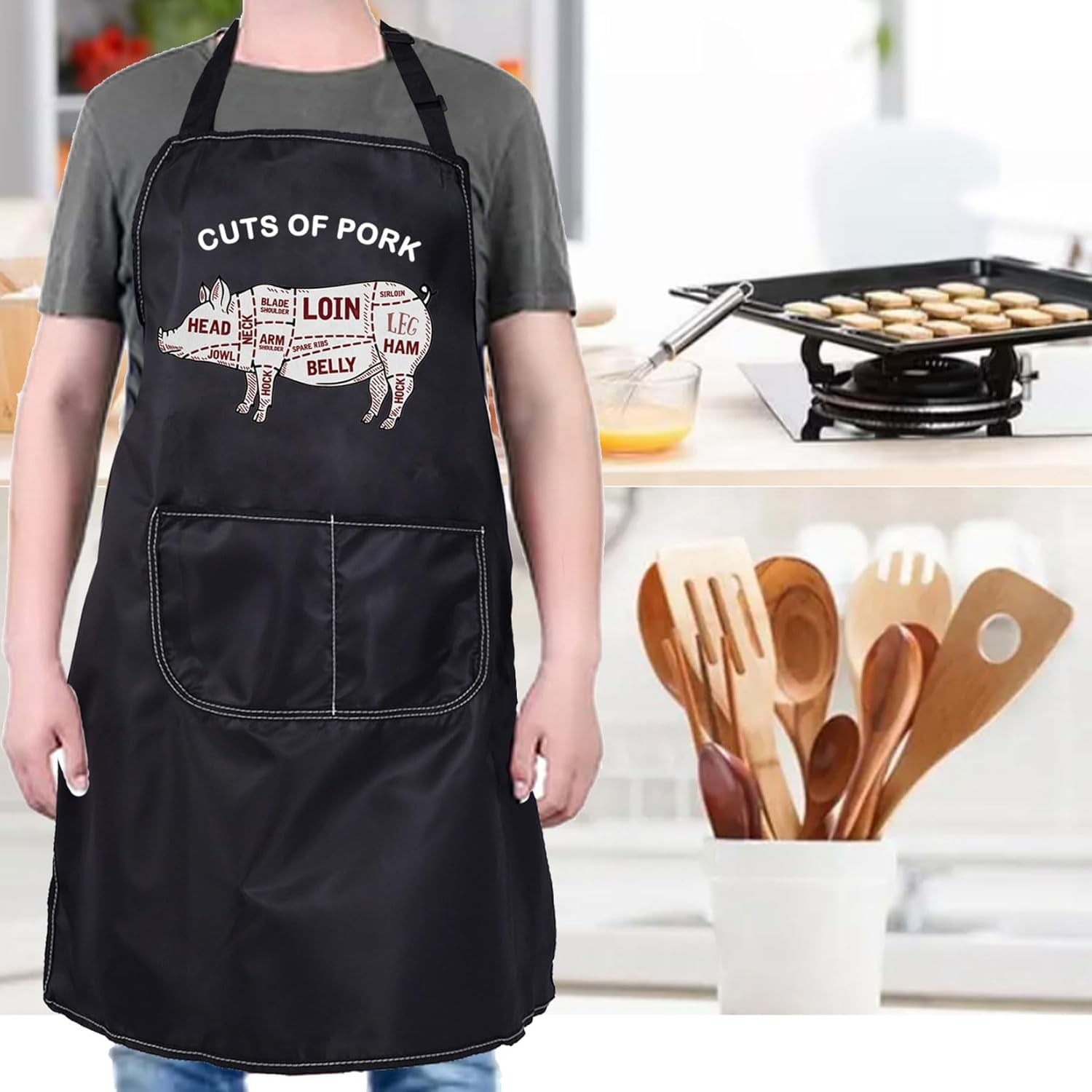 Chenran-Pork Lover Cooking Apron - Pig Apron With Pockets & Pork ...