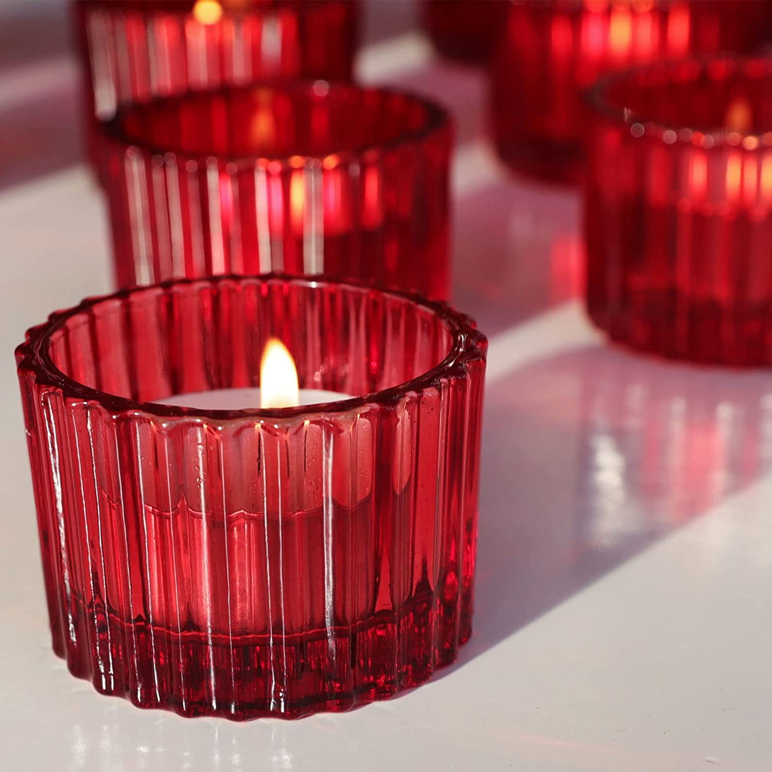 Chenran-Red Candle Holders for Table Centerpiece, Tealight Candle ...