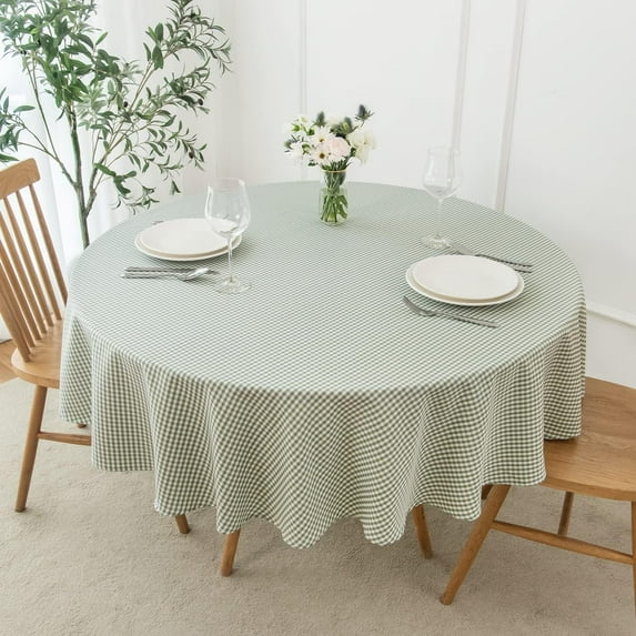 Chenran-Round Checkered Tablecloth Spillproof Wrinkle Free Heavy Weight ...