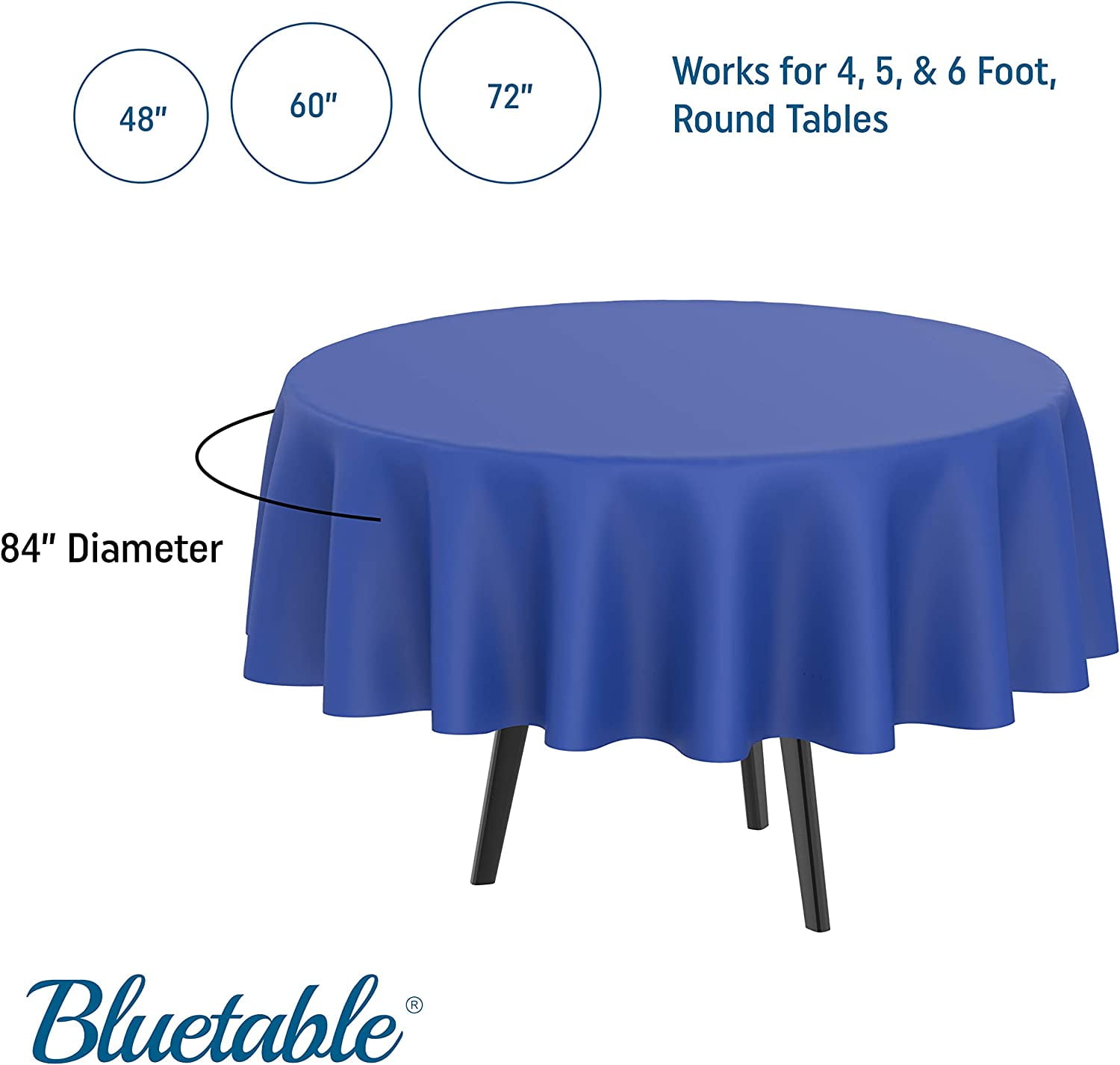 Chenran-Round Plastic Tablecloth Blue Disposable (12 Pack) Bulk - Ultra ...