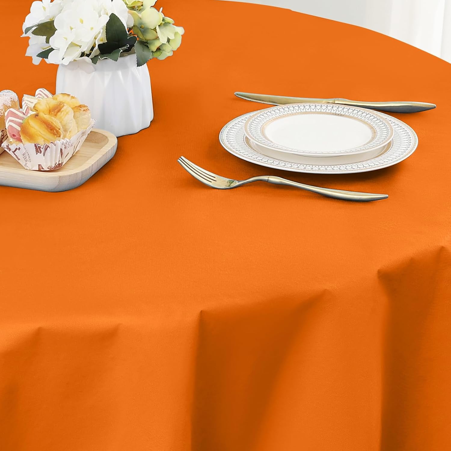 Chenran-Round Vinyl Tablecloth, Waterproof Spillproof Plastic Flannel ...