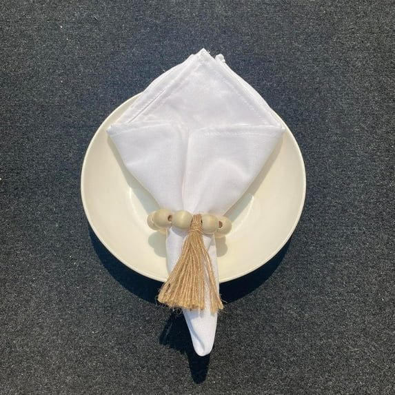 Chenran-Rustic Wooden Bead Napkin Rings Set of 6, Stylish Table Décor, Handcrafted Boho ...