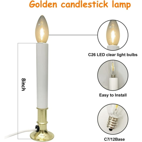 Chenran-Set of 4 Electric Window Candles, 9 Inch Plug in Window Candle Lamps with 4 C26 LED ...