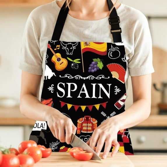 Chenran-Spanish Apron, Spain Themed Apron with Pockets, Spanish Gifts ...