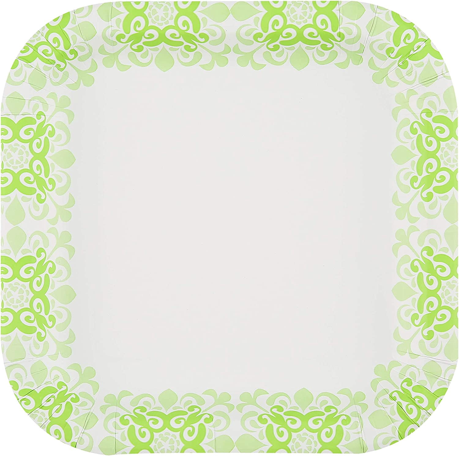 Chenran-Square Disposable Paper Plates, Green Victorian Pattern ...