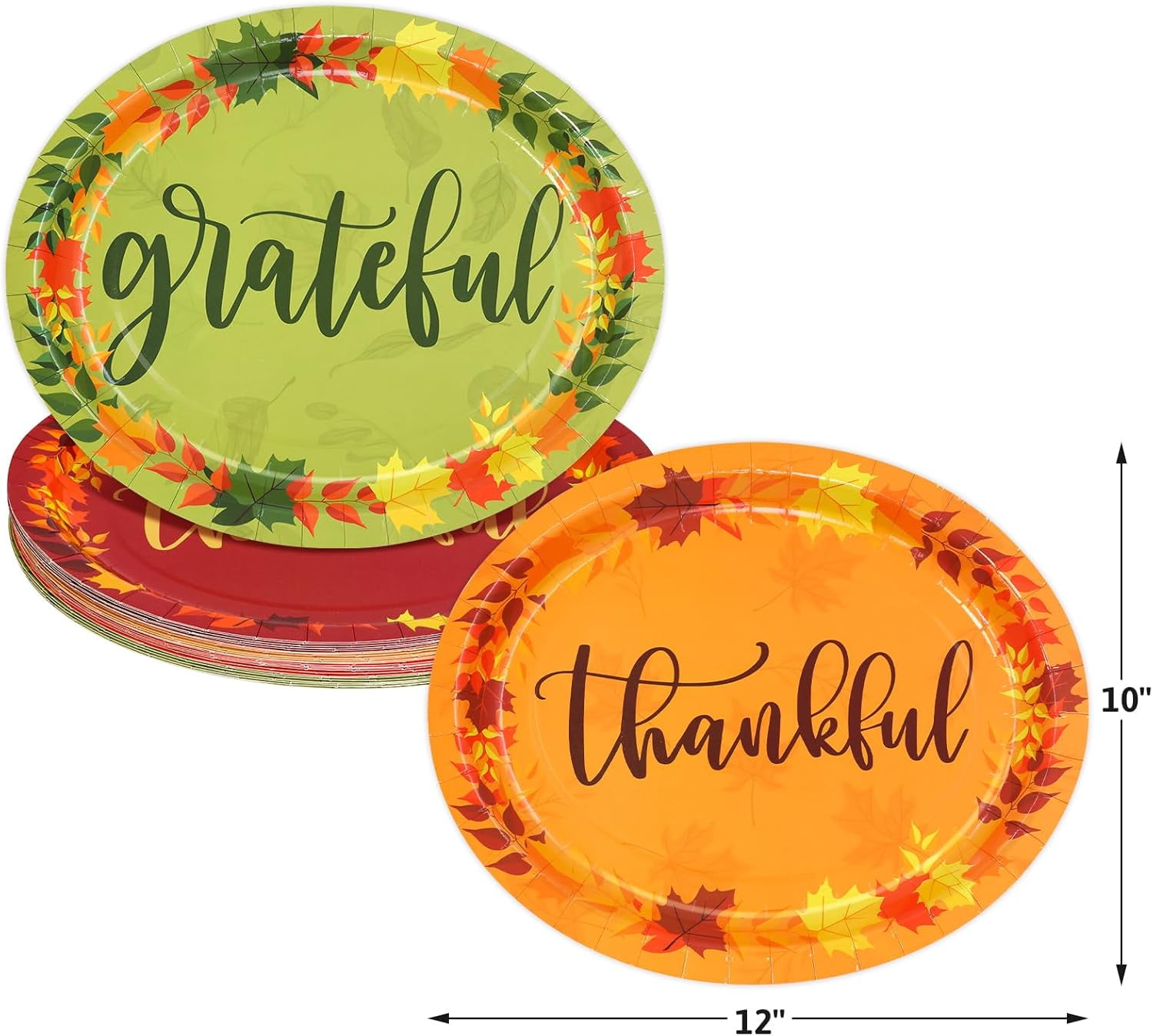 Chenran-Thanksgiving Paper Plates 24 Count Thankful Grateful Blessed ...