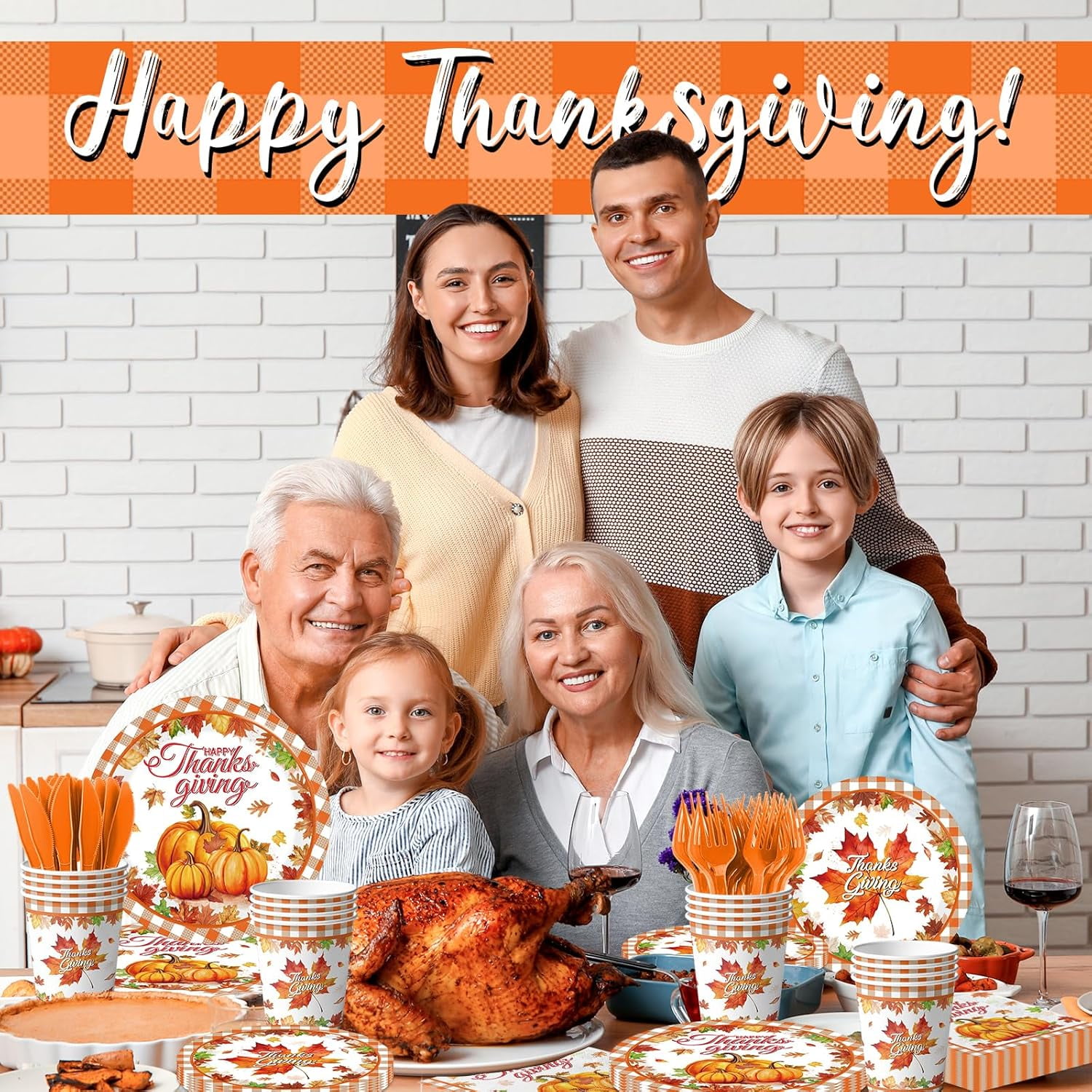 Chenran-Thanksgiving Paper Plates and Napkins, Fall Thanksgiving ...