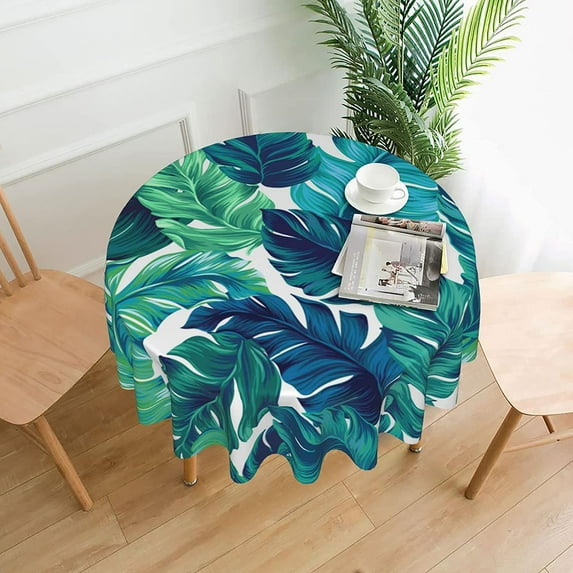 Chenran-Tropical Tablecloth Round 60 Inches for Summer Green Hawaiian ...