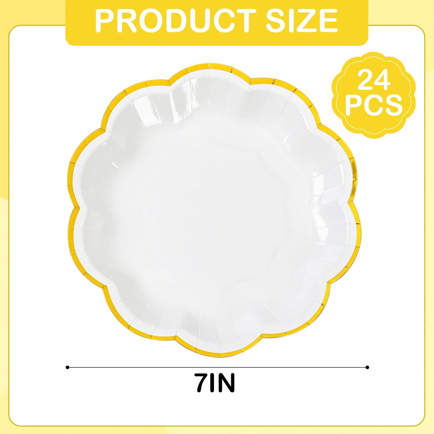 Chenran-White Golden Party Plates Gold Foil Dessert Paper Plate 7inch ...