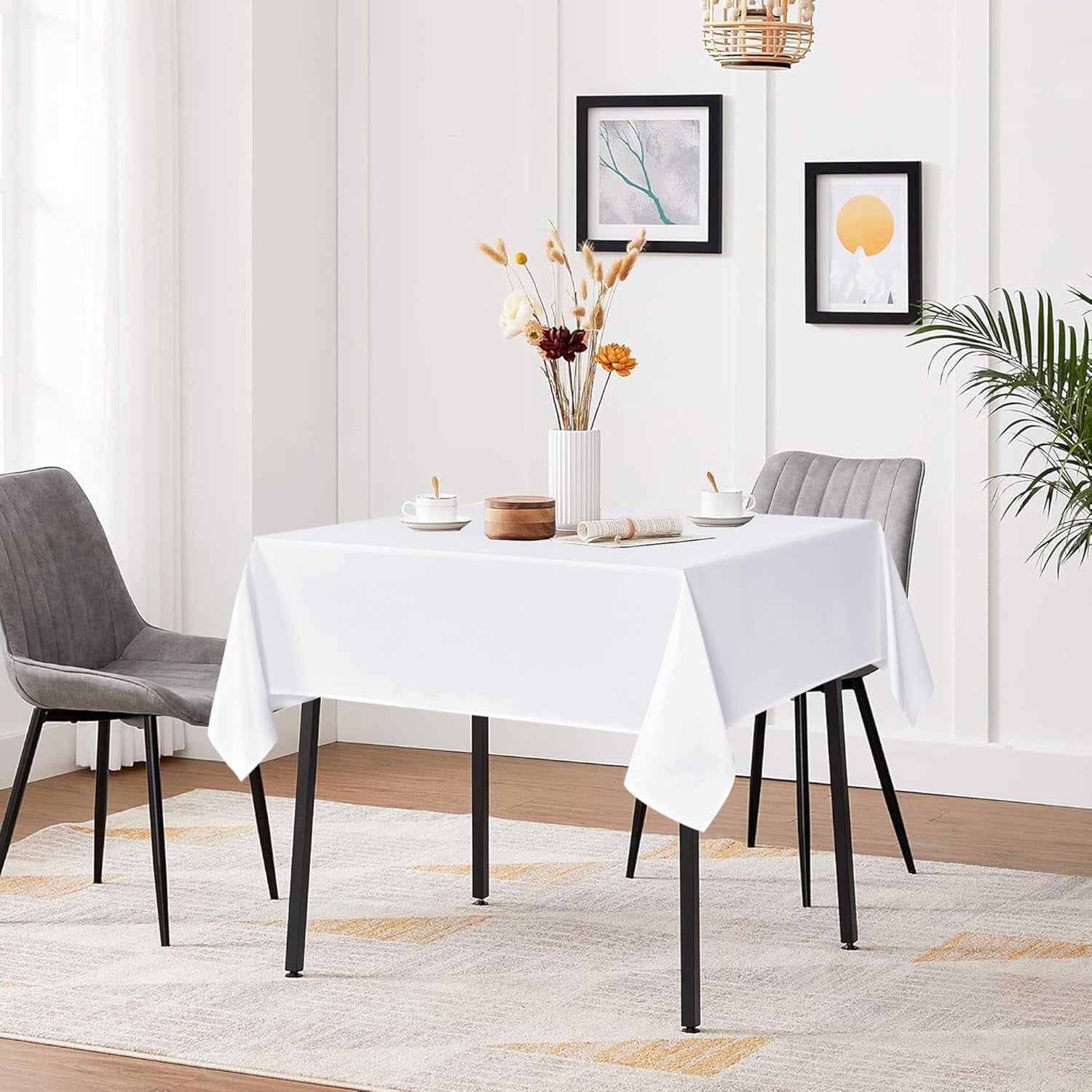 Chenran-White Large Square Tablecloths 85x85 Inch, 2 Pack - Fabric ...
