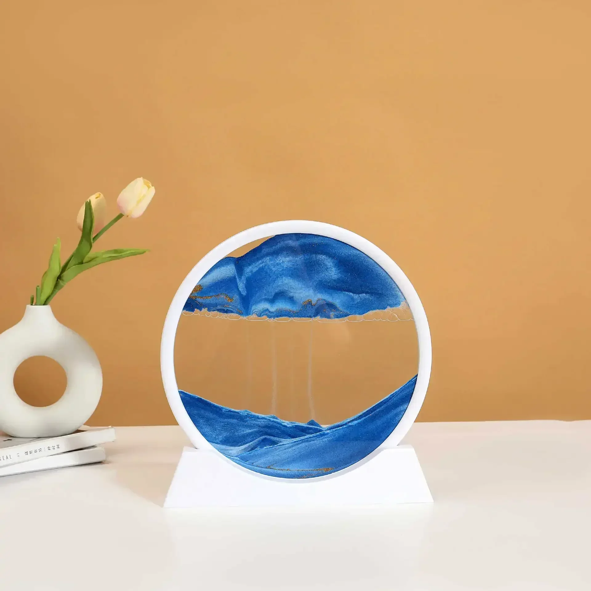 ChenweiSandscape Moving Sand Art Picture Round Glass 3D Deep Sea ...