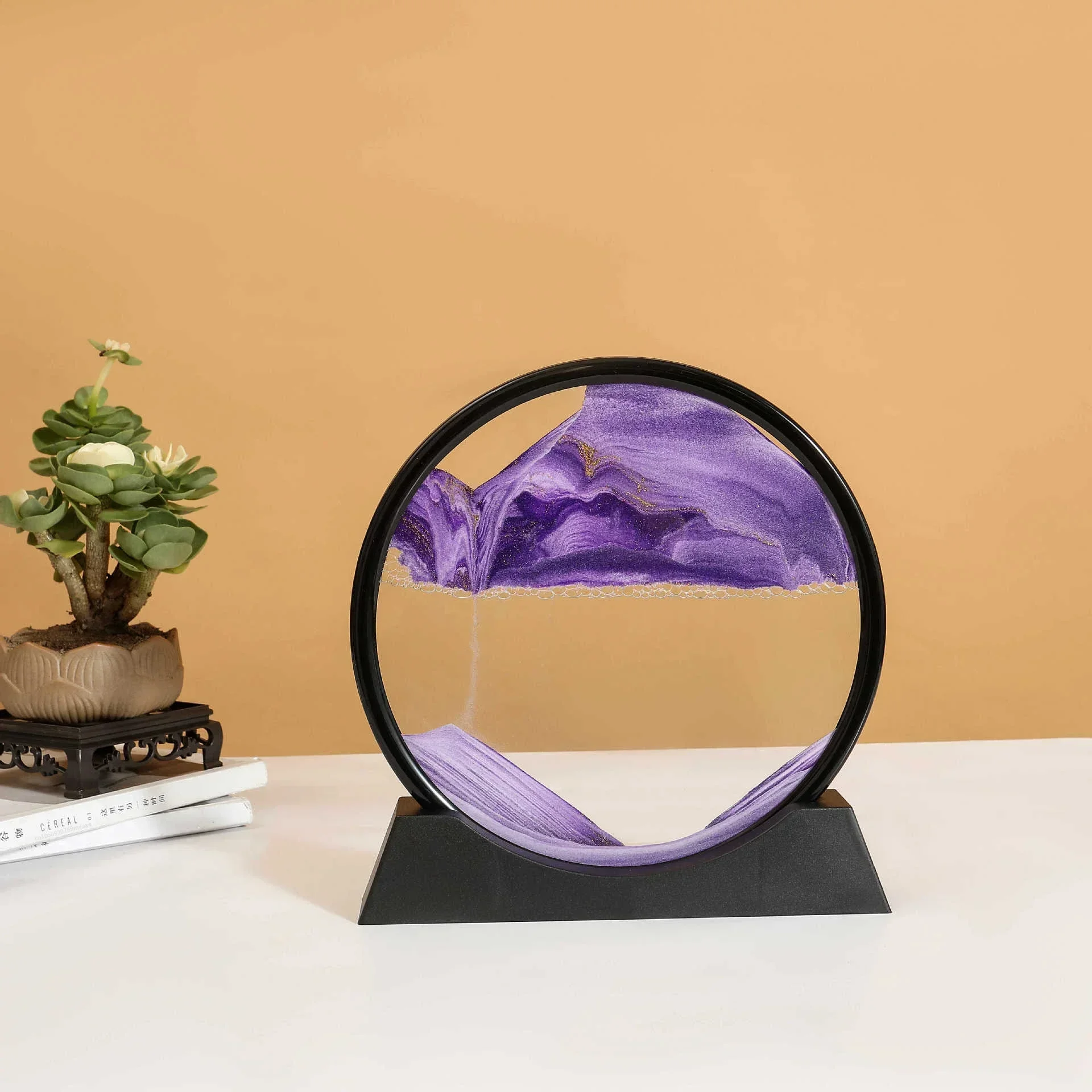 ChenweiSandscape Moving Sand Art Picture Round Glass 3D Deep Sea ...