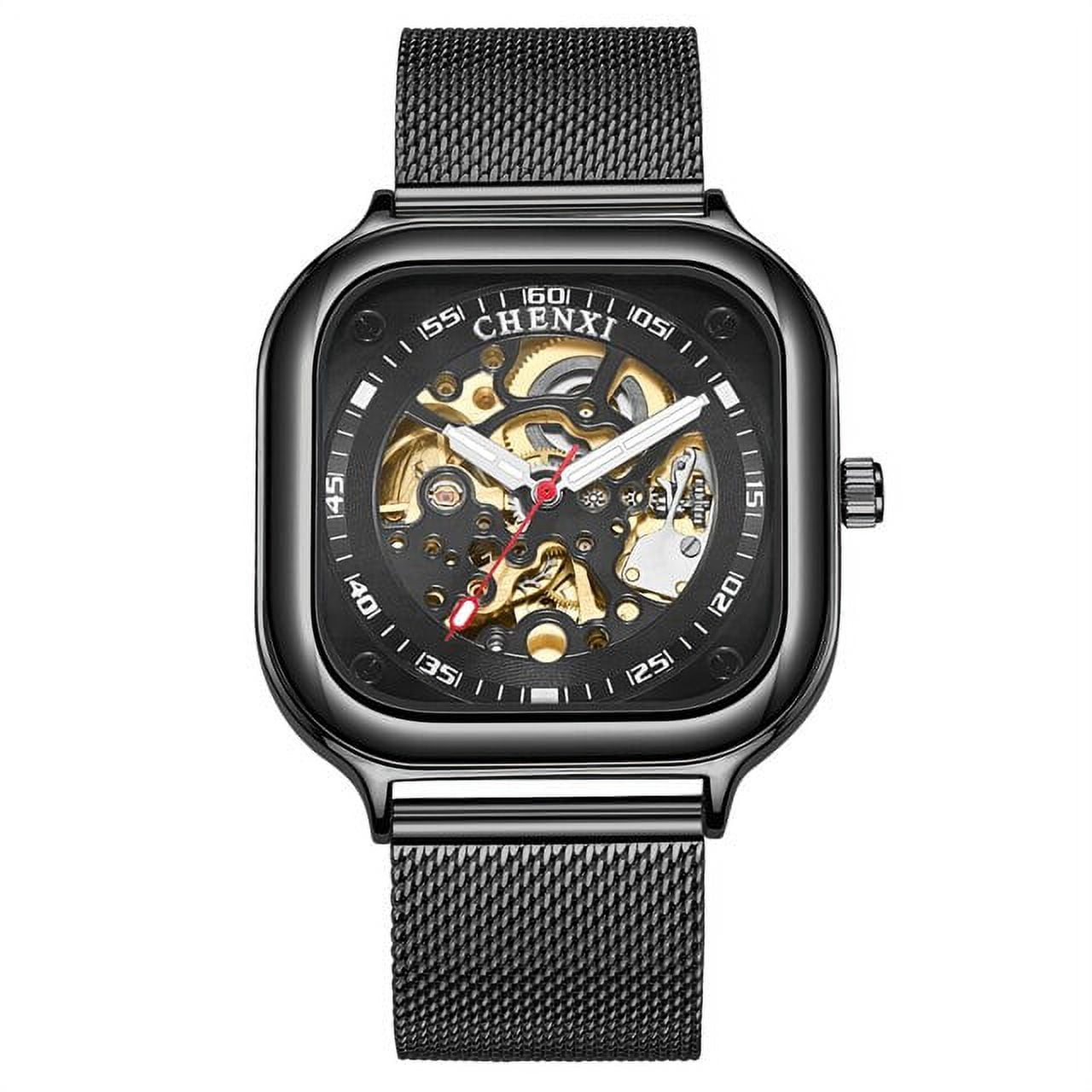 Chenxi Brand Top Mechanical Wristwatch Square Mesh Band Black Automatic ...