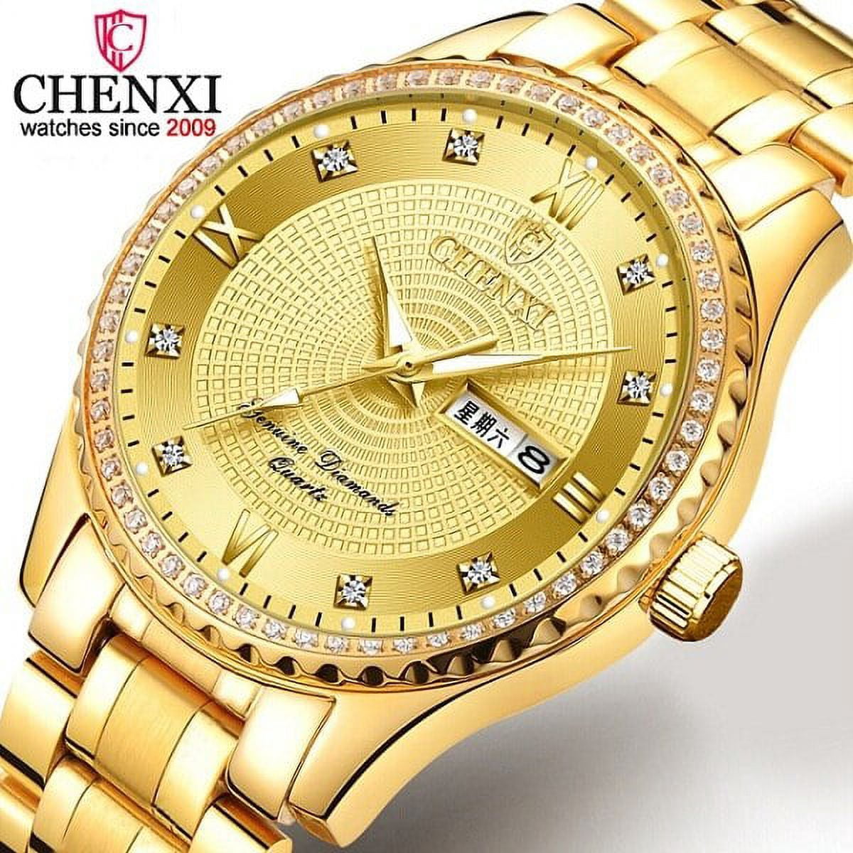 Chenxi Golden Quartz Watch Men Top Luxury Wristwatch Waterproof Golden ...