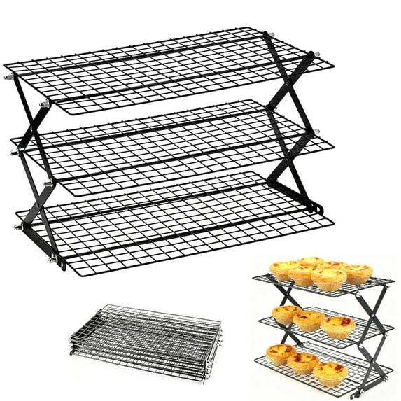 ChenyGod 3-Tier Collapsible Cooling Rack, Adjustable Wire Cooling Rack ...