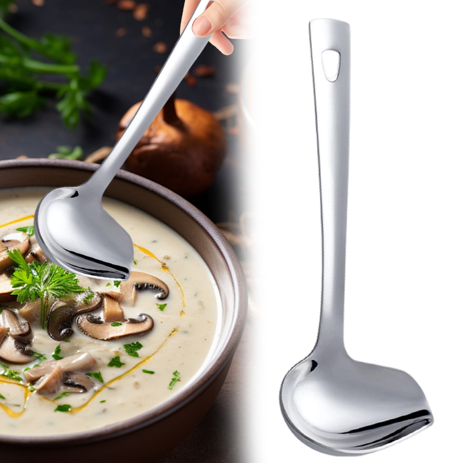 ChenyGod Soup Ladle, Stainless Steel Gravy Ladle with Pour Spout, Small ...