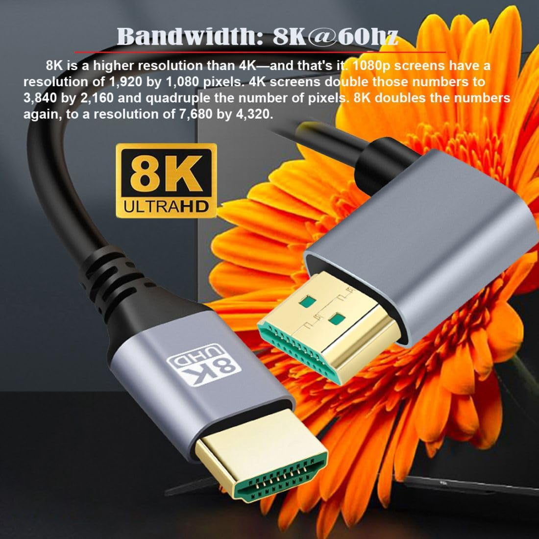 Chenyang 0.5M HDMI 2.1 Ultra Thin HDTV Cable 8K 4K Hyper Super Flexible ...