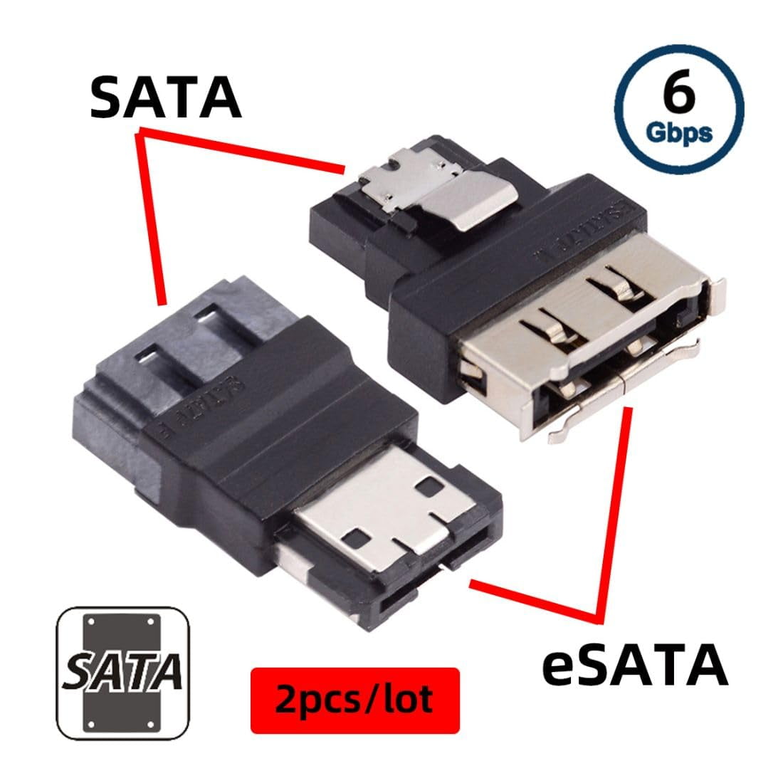 Chenyang 2pcs/lot SATA 7Pin Male to ESATA Female & External ESATA to ...