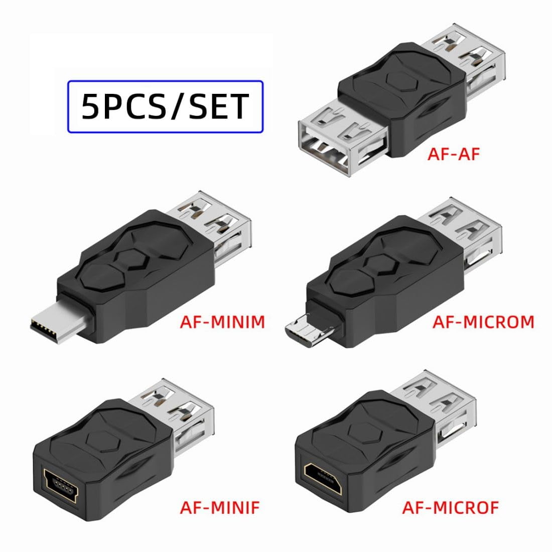 Chenyang 5pcs/lot Micro USB 2.0 OTG Mini USB 5Pin Type-A Male to Female ...
