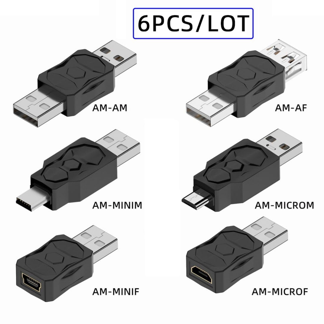 Chenyang 6pcs/lot Type-A Micro USB 2.0 Mini USB 5Pin Male to Female ...