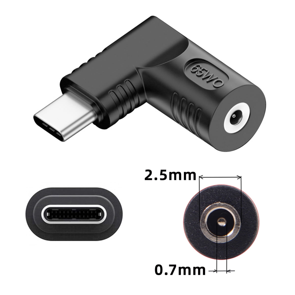 Chenyang DC Jack 2.5x0.7mm Input to USB-C Type-C Angled 90 Degree Power ...