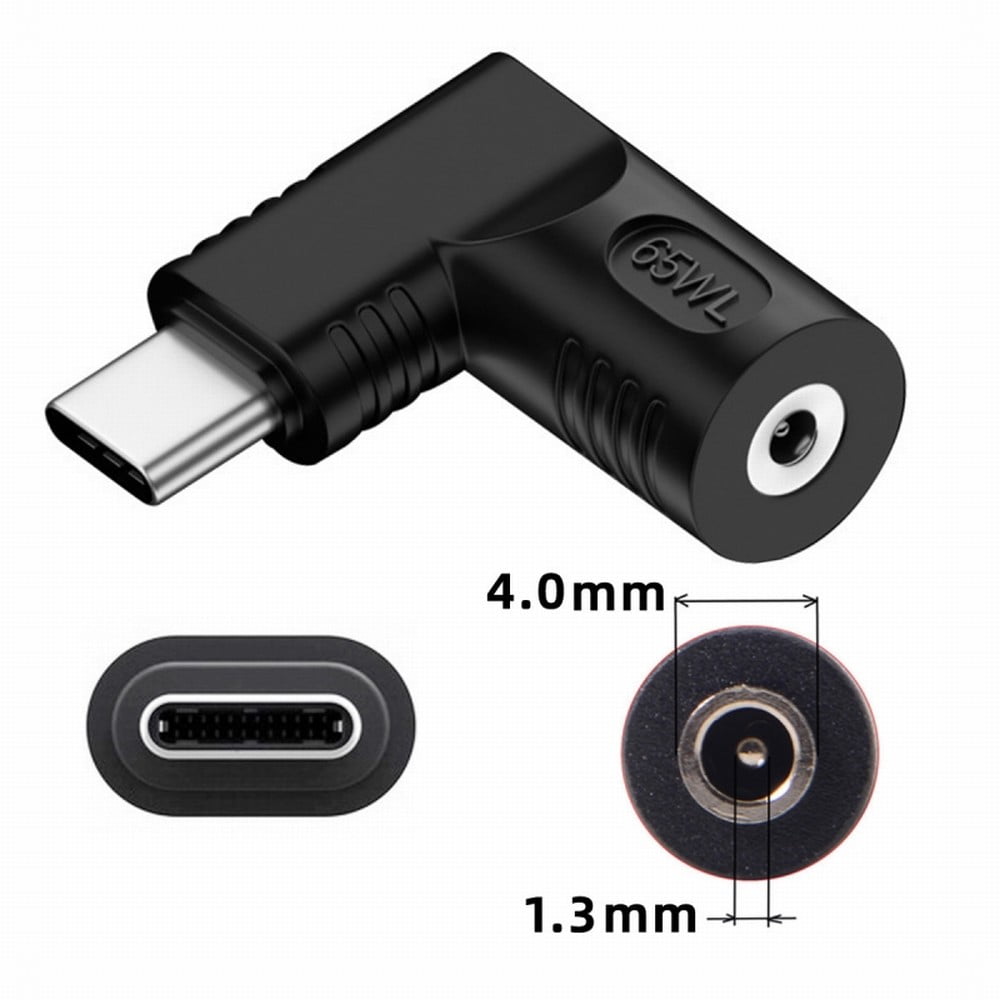 Chenyang DC Jack 4.0x1.3mm Input to USB-C Type-C Angled 90 Degree Power ...
