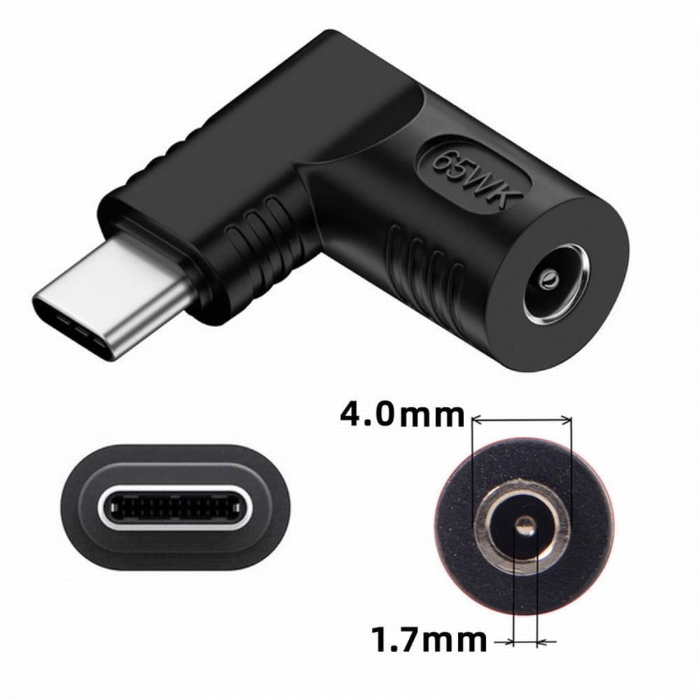 Chenyang DC Jack 4.0x1.7mm Input to USB-C Type-C Angled 90 Degree Power ...