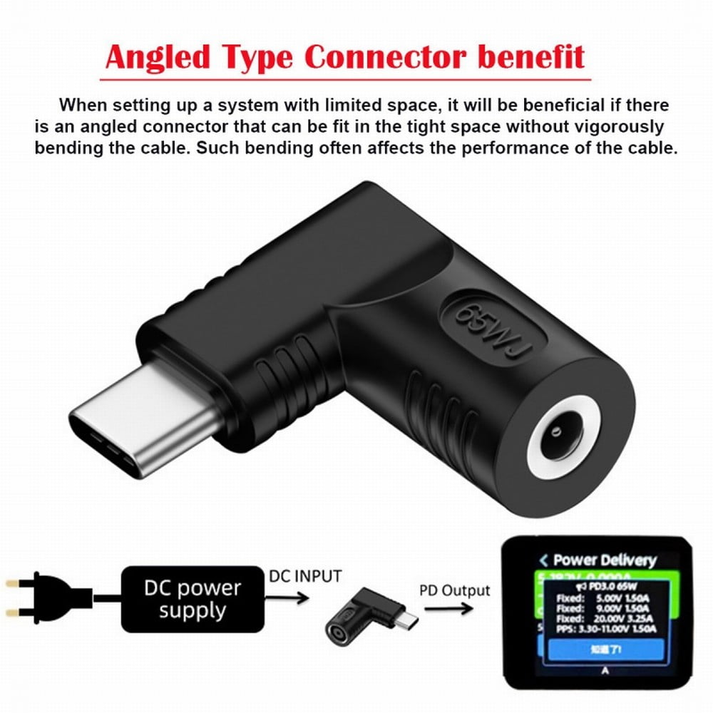 Chenyang DC Jack 4.8x1.7mm Input to USB-C Type-C Angled 90 Degree Power ...