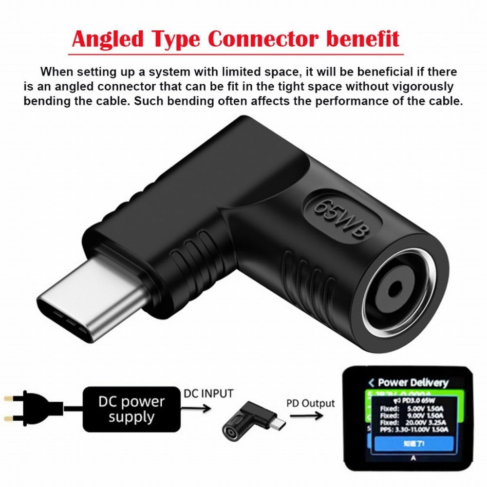 Chenyang DC Jack 7.4x5.0mm Input to USB-C Type-C Angled 90 Degree Power ...