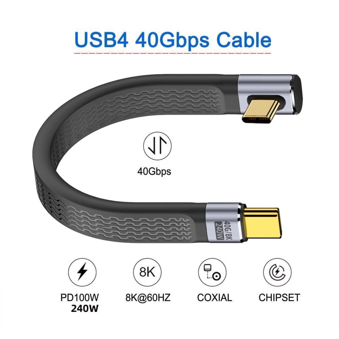Chenyang Low Profile Angled 240W Type-C USB-C Male to Male USB4 40Gbps ...