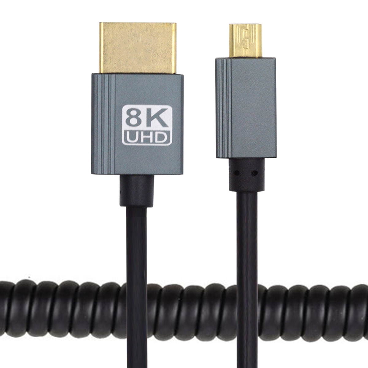 Chenyang Micro HDMI 2.1 Male Type-D to HDMI Male 8K 60hz Stretch Coiled ...