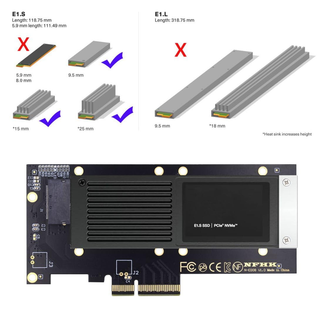 Chenyang PCI-E 4.0 4X Host Adapter to NVMe Ruler 1U GEN-Z EDSFF 9.5mm ...