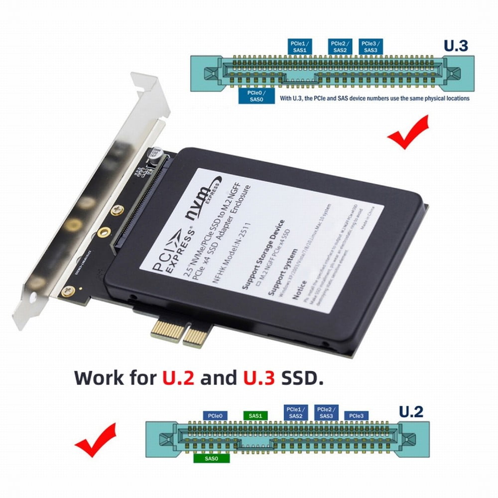 Chenyang PCI-E 4.0 X1 Lane to U.2 U.3 Kit SFF-8639 Host Adapter for Motherboard PM1735 NVMe PCIe ...