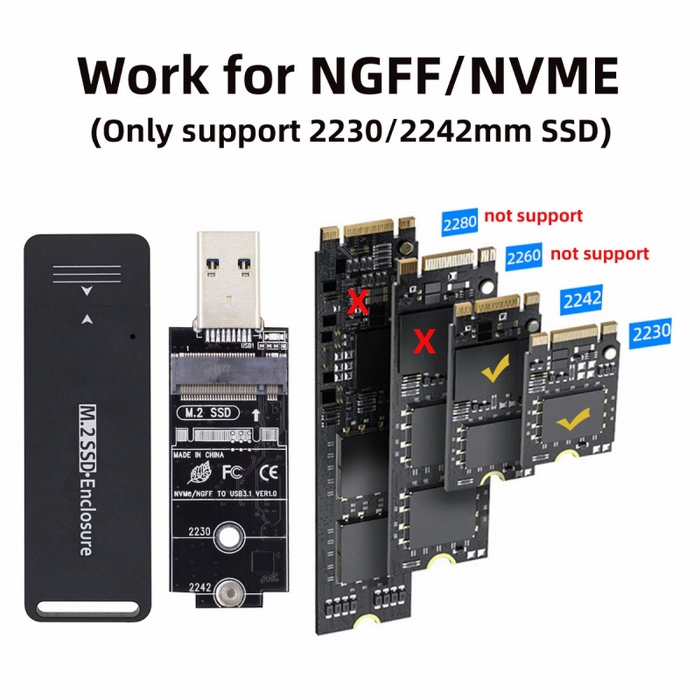 Chenyang USB 3.0 to 2230 2242 NVME M-key M.2 NGFF SATA SSD External ...