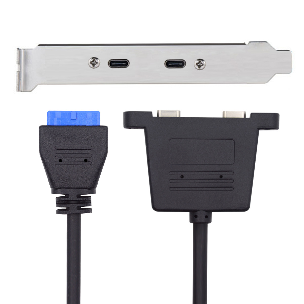 Chenyang USB3.0 Motherboard 19/20Pin to USB-C Type-C Dual Ports Female PCI-E Back Panel 5Gbps ...