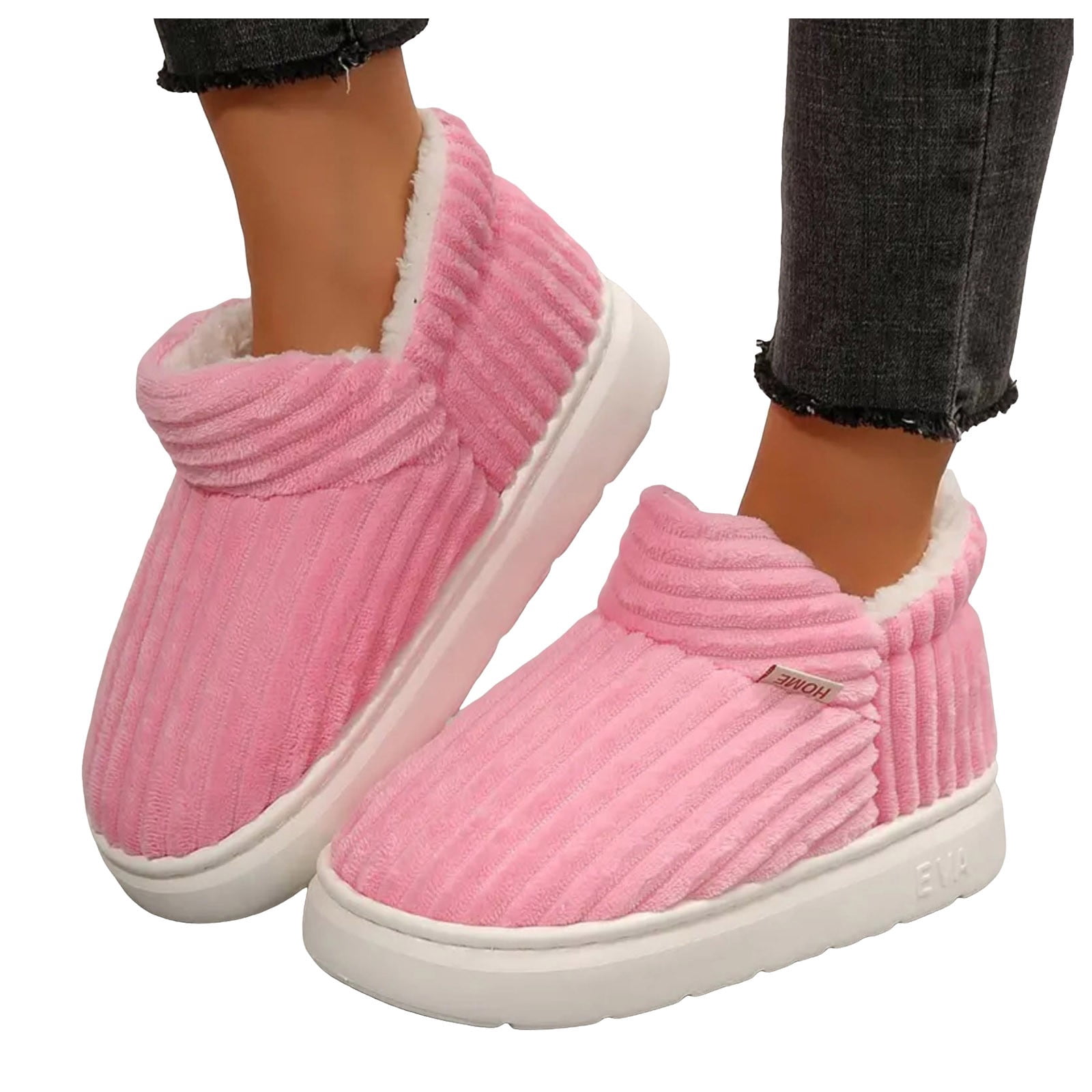 Chenyee Corduroy Fuzzy Slipper Booties for Women Men Platform Cozy ...