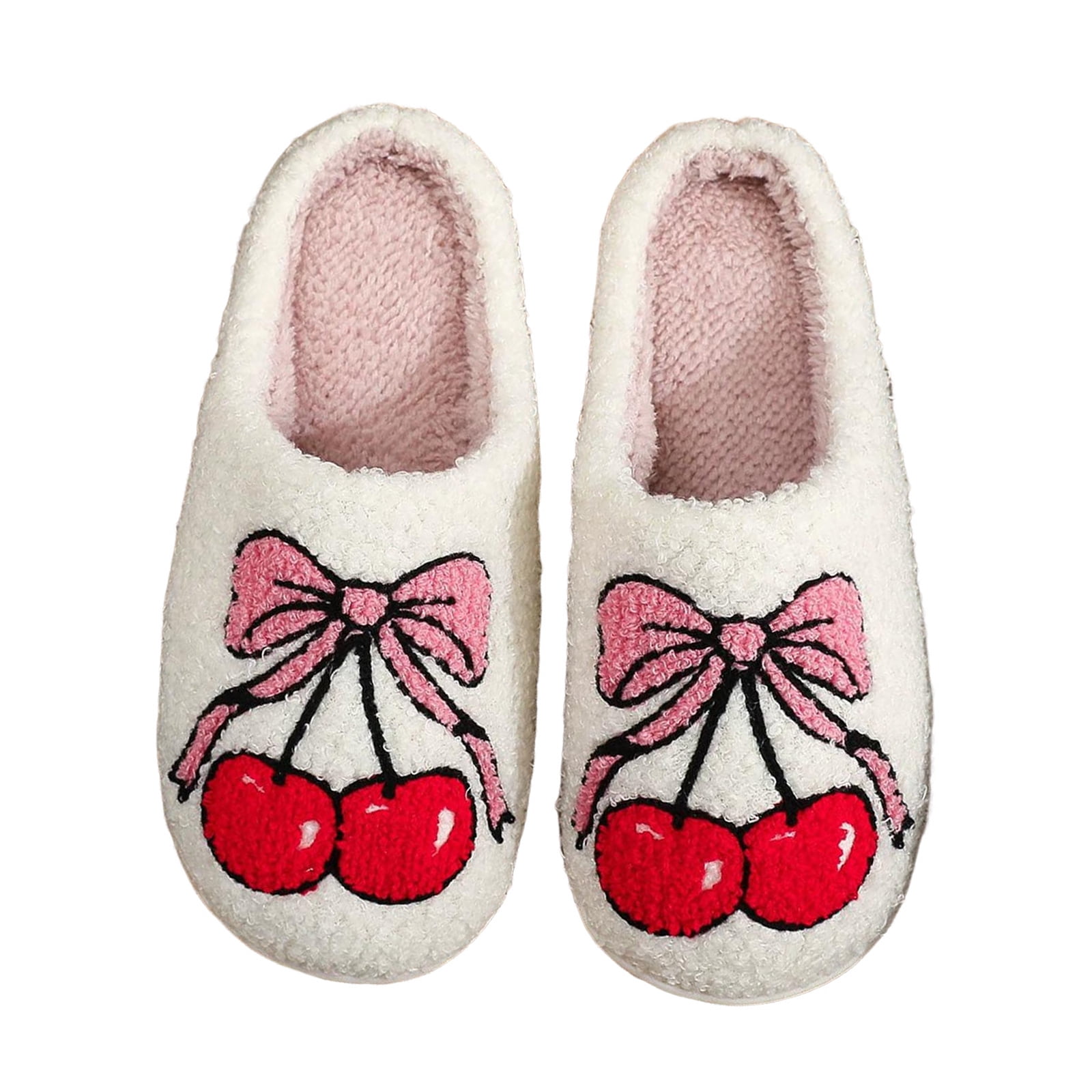 Chenyee Cute Cartoon Slippers for Women Soft Plush Retro Preppy Slip On ...