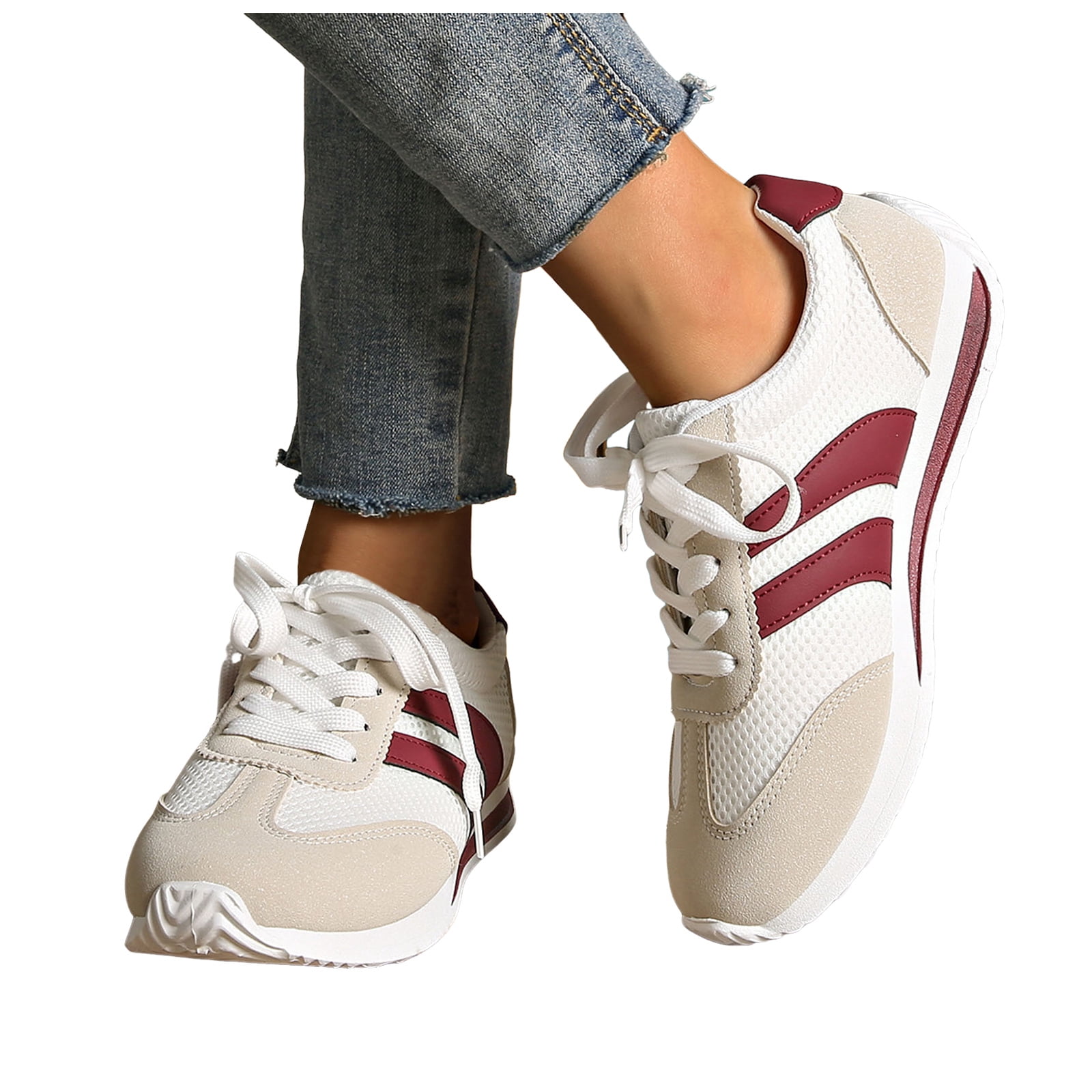 Chenyee Women's Fashion Sneakers Lace Up Casual Tennis Skate Shoes ...