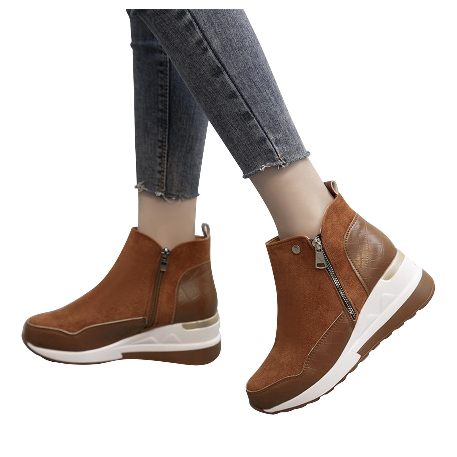 Chenyee Women’s Slip on High Top Wedge Sneakers Hidden Heel Platform ...