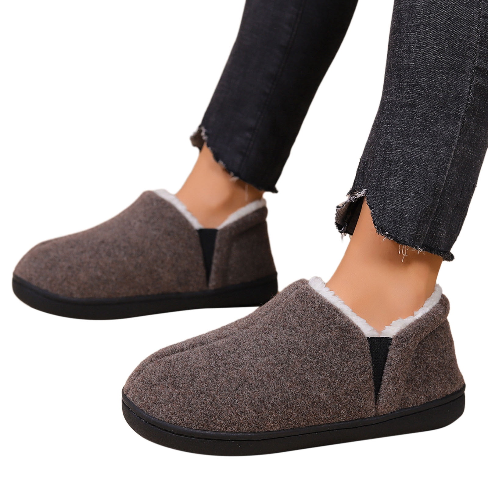 Chenyee Women’s Winter Warm Bootie Slippers Plush Suede Flat Memory ...